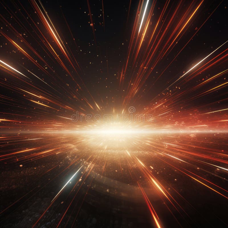 Gold Glowing Light Beams and Red Lights Generative AI Stock ...