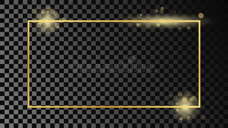 Gold Glowing Rectangular Shape Frame Stock Vector - Illustration of ...