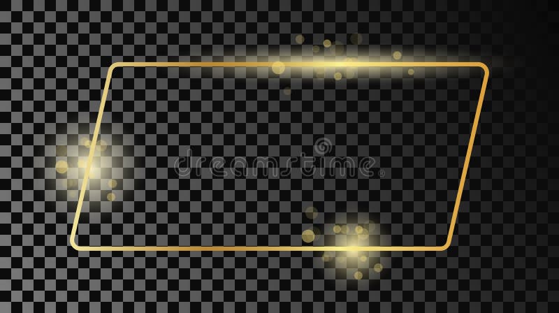 Gold Glowing Rounded Rectangular Shape Frame Stock Vector ...