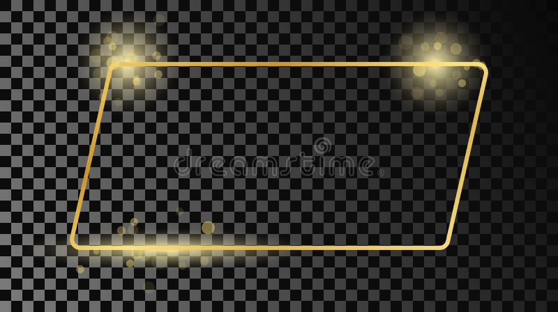 Gold Glowing Rounded Rectangular Shape Frame Stock Vector ...