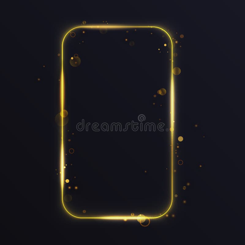 Gold Glowing Smartphone Looking Frame Rectangular Frame, Light Effect ...