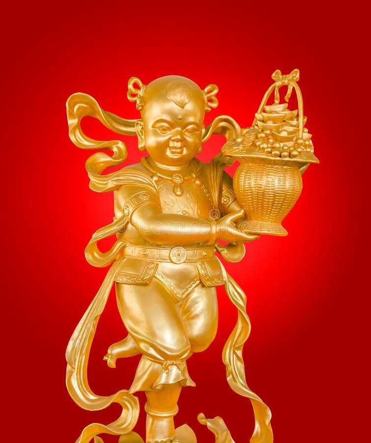 Gold God of Wealth or Prosperity (Cai Shen) Statue. Stock Image - Image ...