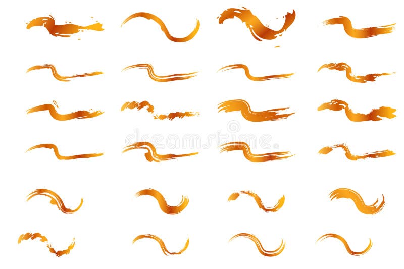 Gold Golden Crayon Effect Brush, Wave Line, Simple Vector Illustration ...
