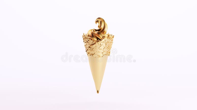 Gold Golden Ice Cream Cone Art White Background Stock Illustration ... Gold Golden Ice Cream Cone Art White Background Stock Illustration ...