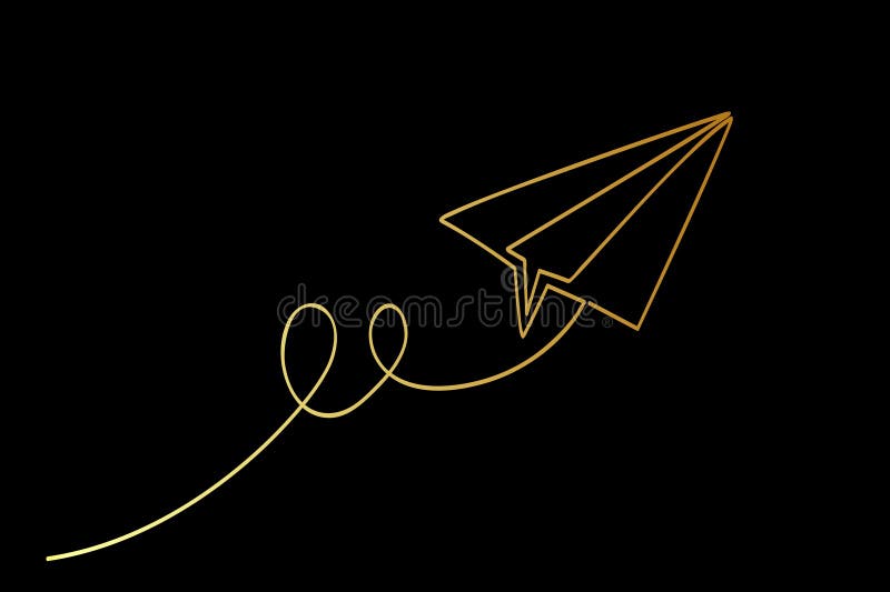 Gold Golden Single or Continuous Line of Vector Paper Plane Stock ...
