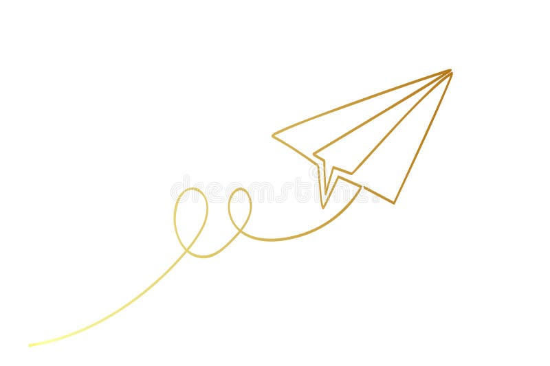 Gold Golden Single or Continuous Line of Vector Paper Plane Stock ...
