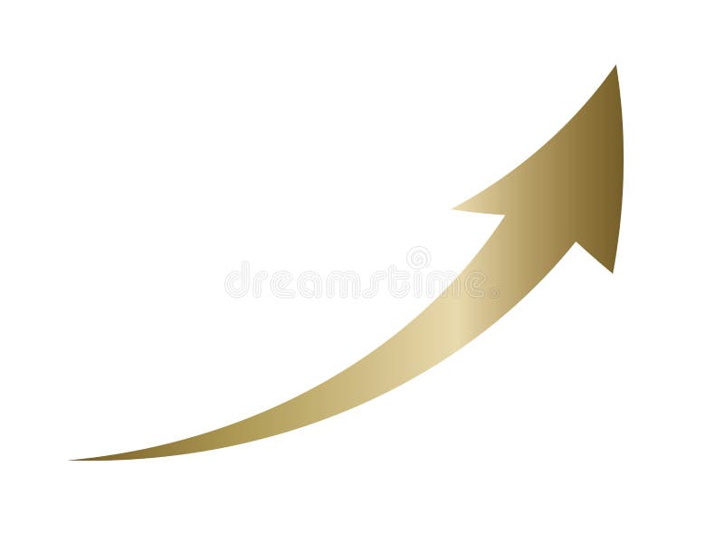 Gold Gradient Arrow Representing Rising Stock Vector - Illustration of ...