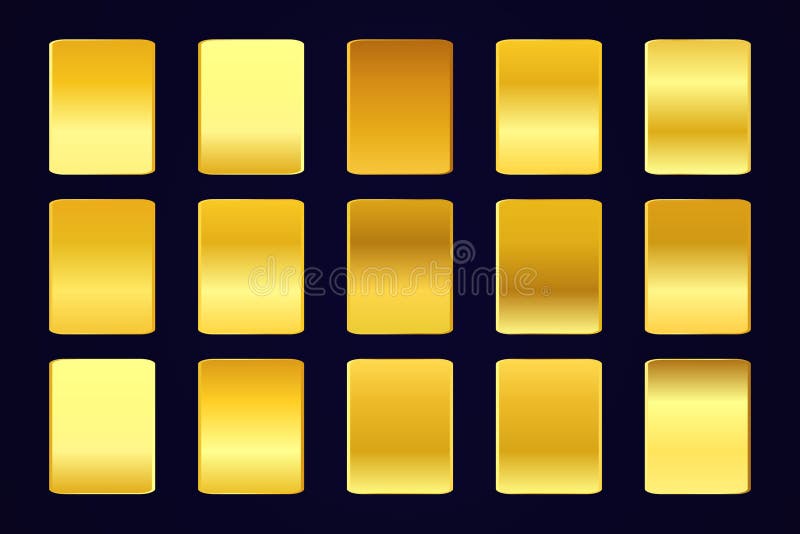Gold Gradient Color Set, Gold Metallic Gradient Color Vector, Gradient ...
