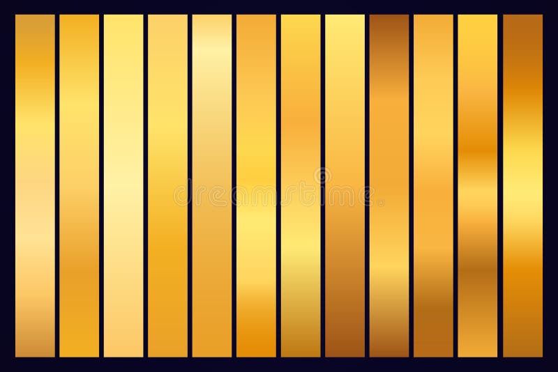 Gold Gradient Color Set, Gold Metallic Gradient Color Vector, Gradient ...