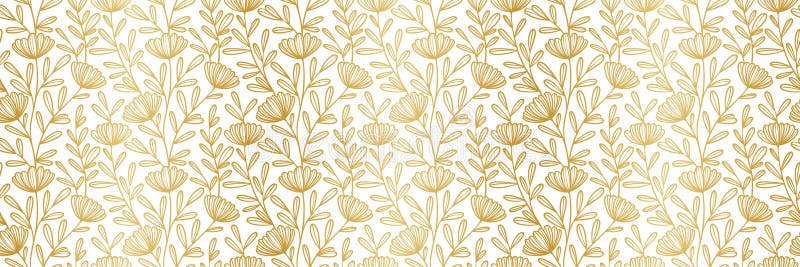 Gold Gradient Floral Print Vector Pattern, Elegant Vintage Flower Print ...
