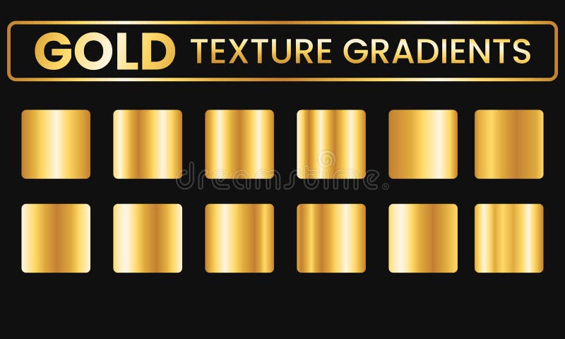 Gold Gradient Texture Collection. Collection of Golden Metallic ...