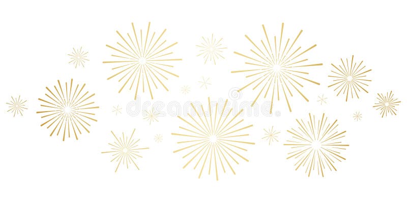 Gold Gradient Vector Fireworks Clip Art Illustration, Sunburst Line Art ...