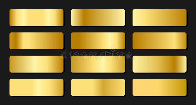 Yellow Gold Gradients Metallic Gradients Set Design Vector Stock ...