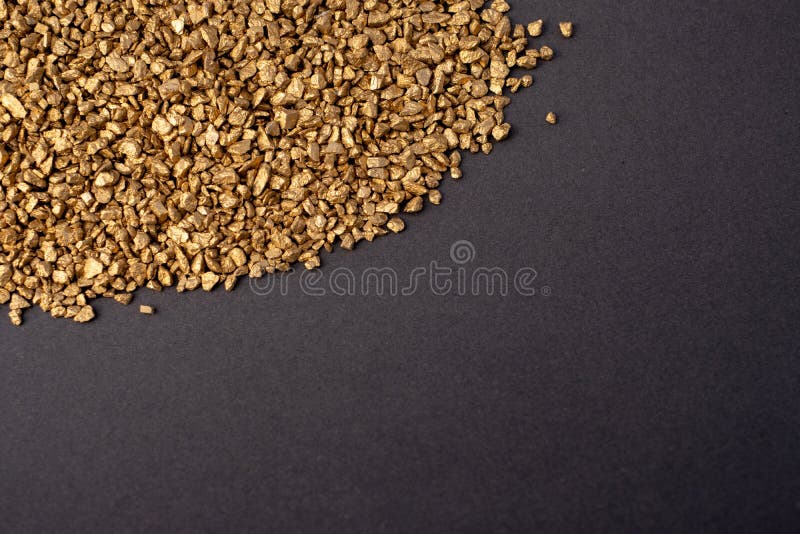 Gold Granules on Gray Background Stock Image - Image of alloy ...
