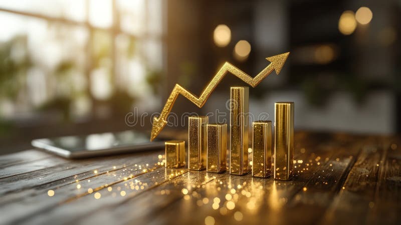 Gold Graph Charts Upward Trend Stock Illustration - Illustration of ...
