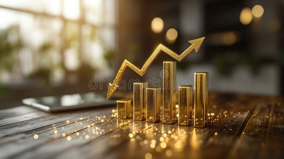 Gold Graph Charts Upward Trend Stock Illustration - Illustration of ...