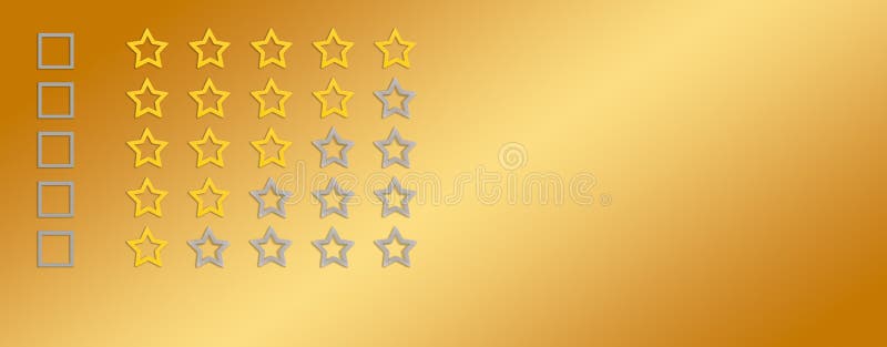 Gold, Gray Five Stars Shape on a Gradient Background. Rating Stars with ...