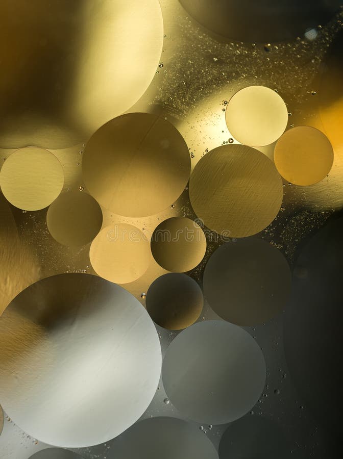 Gold, Gray Gradient Oil Drops in the Water -abstract Background Stock ...