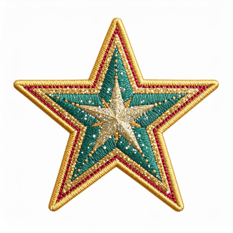Gold Green Red Embroidered Glitter Star Patch Stock Illustration ...