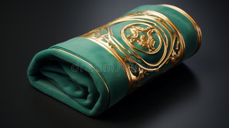 Luxurious Green Scroll with Gold Design - Exquisite Craftsmanship Stock ...