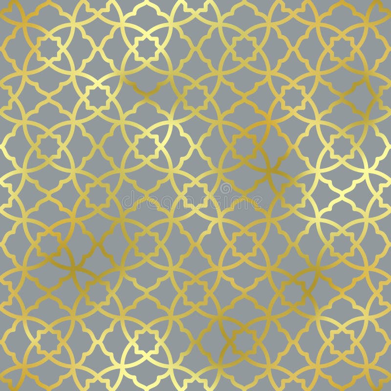 Gold and Grey Arabic Style Seamless Pattern. Vector Gradient Oriental ...
