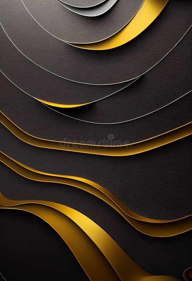Gold and Grey Wavy Shapes Abstract Background. Stock Illustration ...