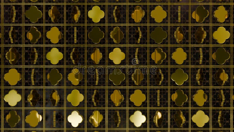 Gold Grid Clover Pattern Background Stock Illustration - Illustration ...