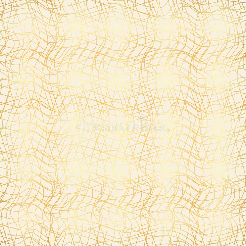 Gold Grid Pattern of Curved Lines, Chaos, Seamless Background. Stock ...