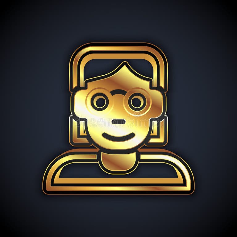 Gold Hacker or Coder Icon Isolated on Black Background. Programmer Developer Working on Code ...