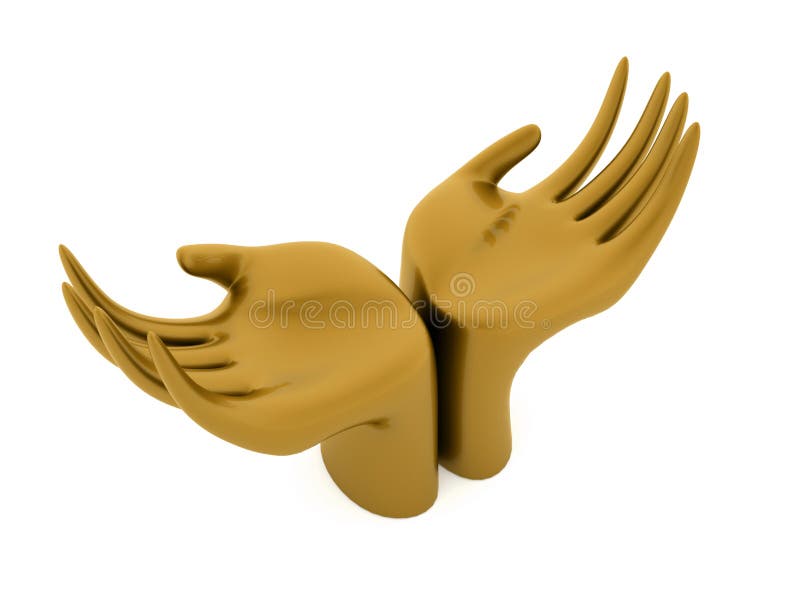 Gold Hand Concept Rendered Isolated on White Stock Photo - Image of ...