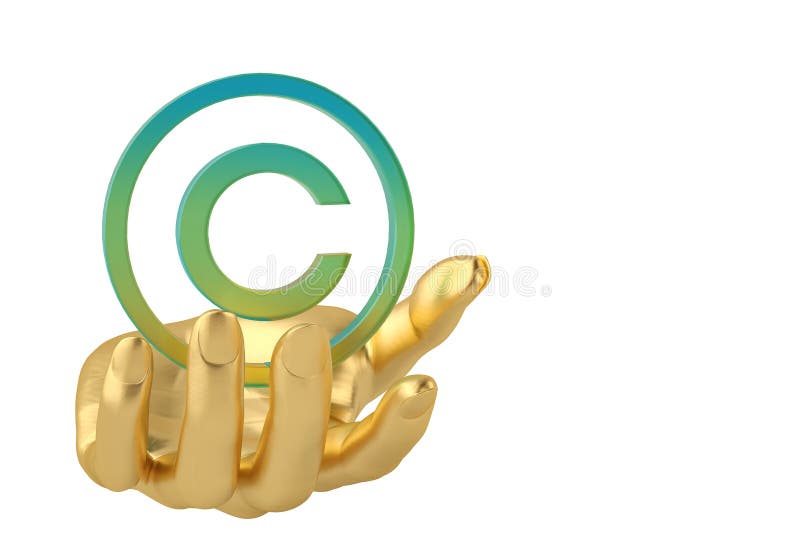 Gold Hand with Copyright Icon,3D Illustration. Stock Illustration ...