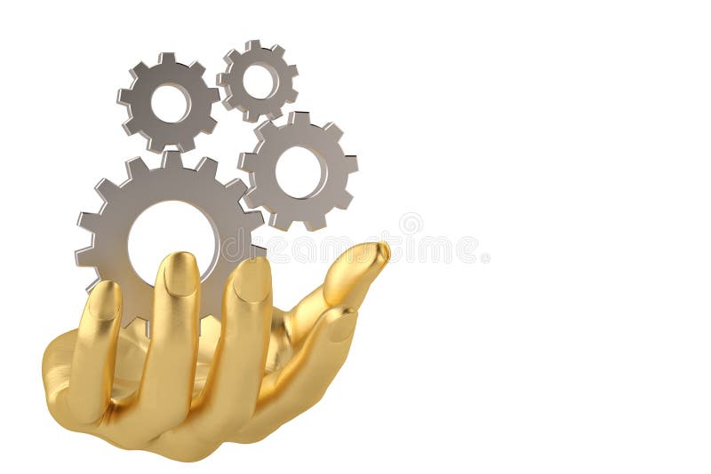 Gold Hand Gesture Isolated on White Background, 3D Rendering. 3D ...