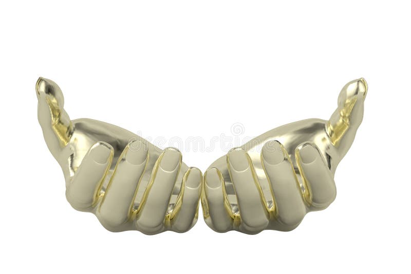 Gold Hand Gesture Isolated on White Background, 3D Rendering. 3D ...
