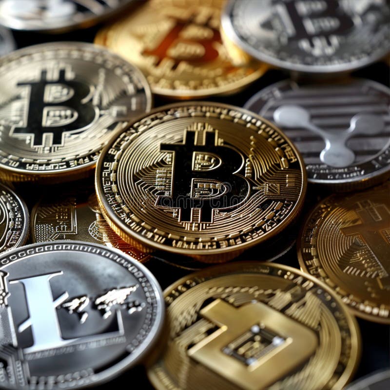 Gold Hand Holding Bitcoin AI Generative Stock Illustration ...