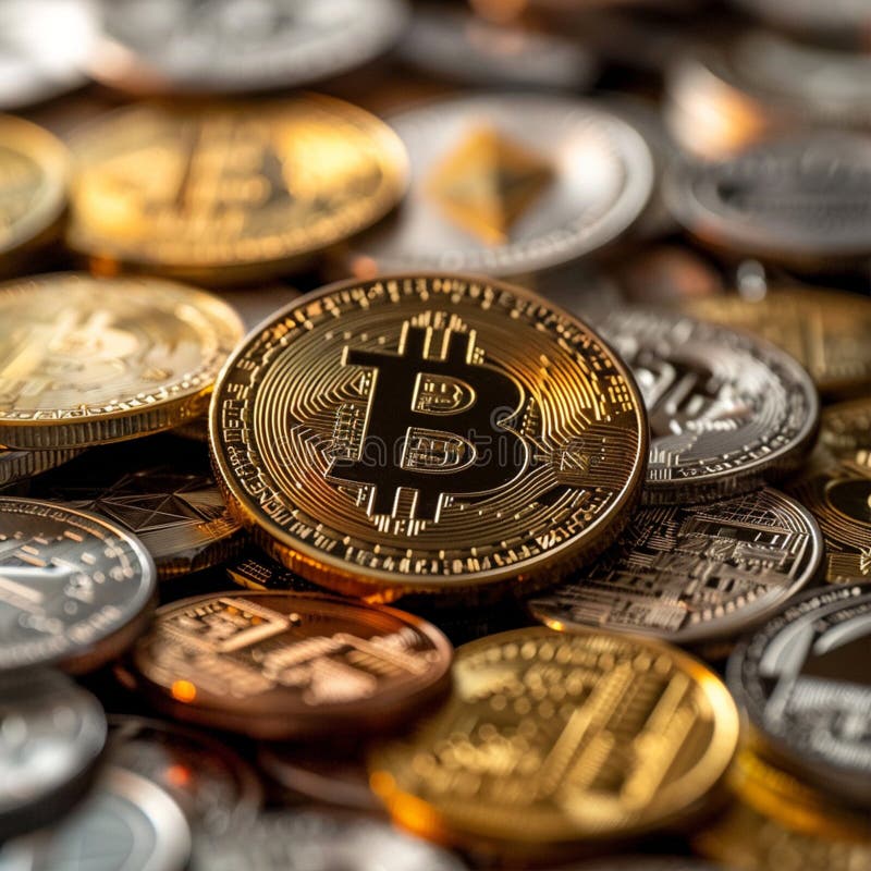 Gold Hand Holding Bitcoin AI Generative Stock Illustration ...