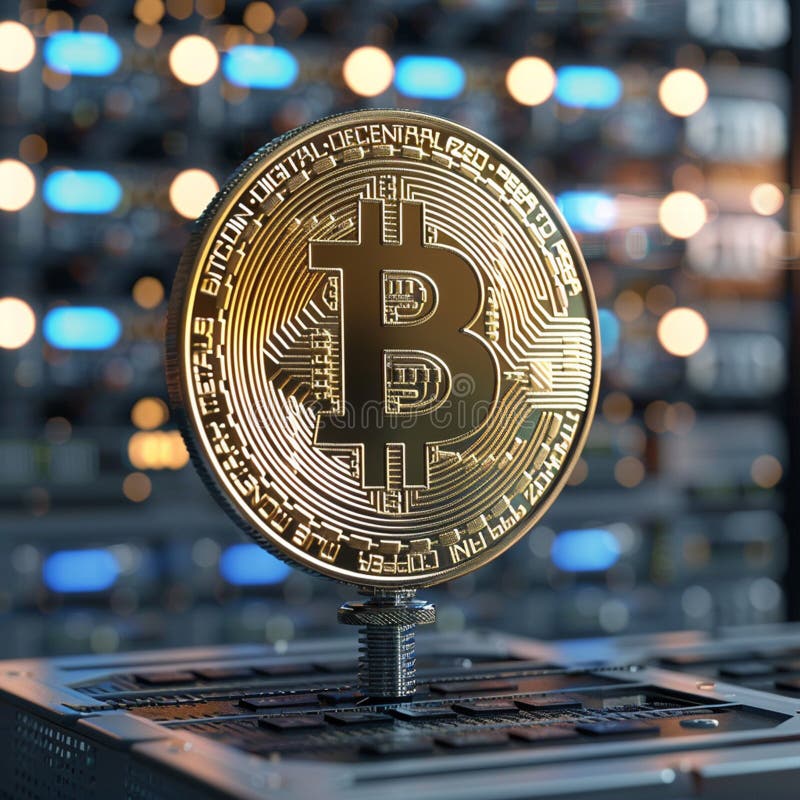 Gold Hand Holding Bitcoin AI Generative Stock Illustration ...