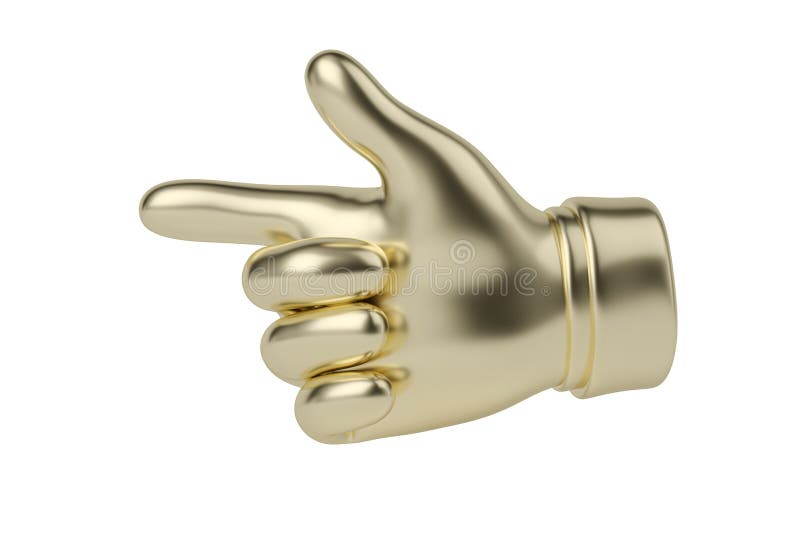 Gold Hand Isolated on White Background, 3D Rendering. 3D Illustration ...