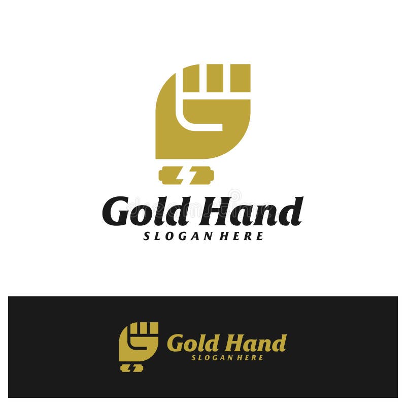 Gold Hand Logo Design Template. Clench Hand Logo Concept Vector Stock ...