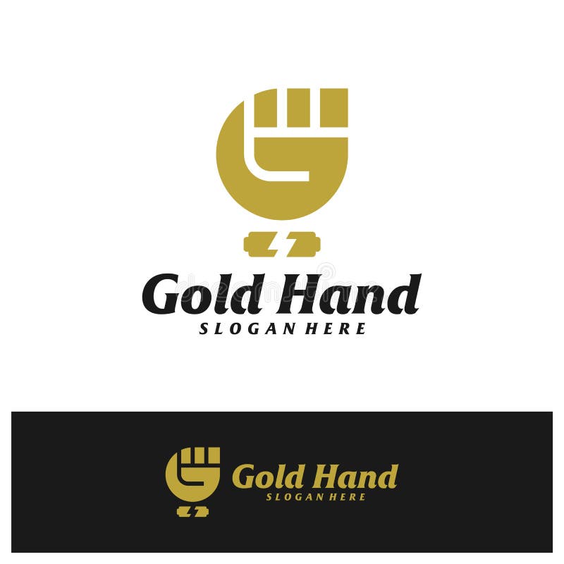 Gold Hand Logo Design Template. Clench Hand Logo Concept Vector Stock ...
