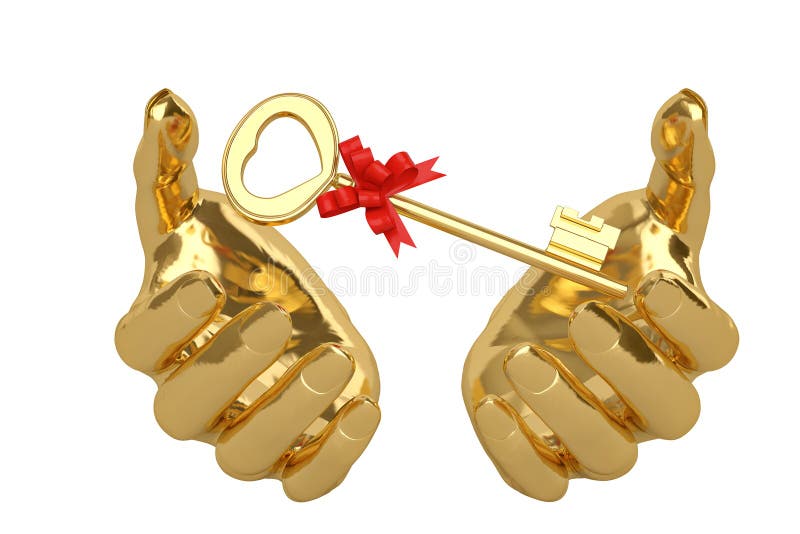 Two Gold Hands Rendered Isolated Stock Illustration - Illustration of ...