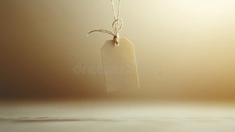 Gold Hanging Tag with Textured Surface and Beige Background Stock ...