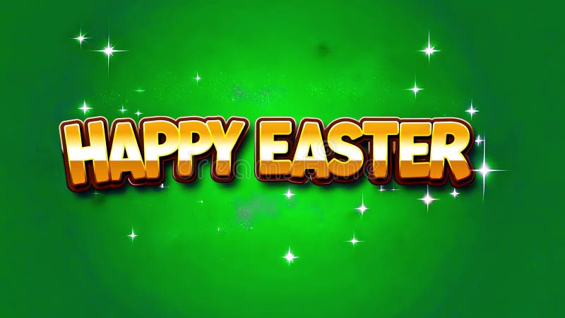 Gold HAPPY EASTER on Vivid Green Background with Sparkling Stars Stock ...