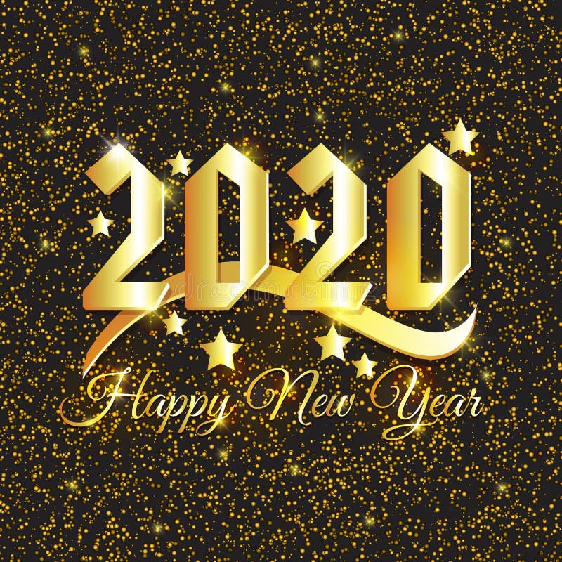 Gold Happy New Year Background with Stars and Glitters Stock Vector ...