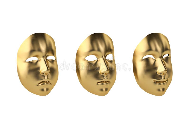 Gold Happy and Sad Mask.3D Illustration. Stock Illustration ...