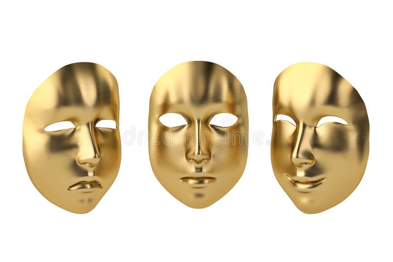 Gold Happy and Sad Mask.3D Illustration. Stock Illustration ...