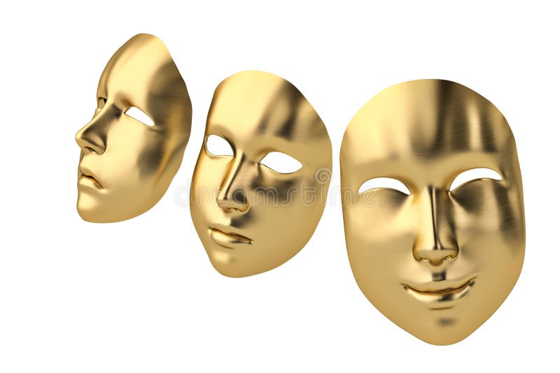 Gold Happy and Sad Mask.3D Illustration. Stock Illustration ...