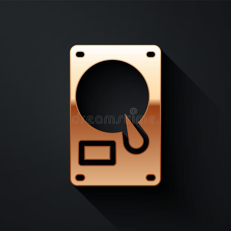 Gold Hard Disk Drive HDD Icon Isolated on Brown Background. Minimalism ...