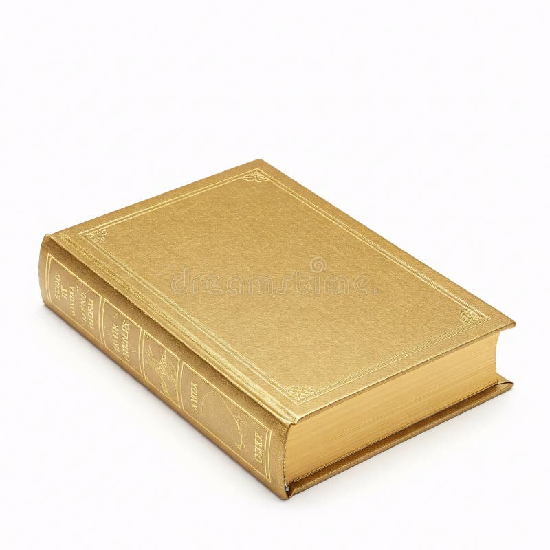 Gold Hardcover Book Isolated on White Background. 3D Illustration Front ...