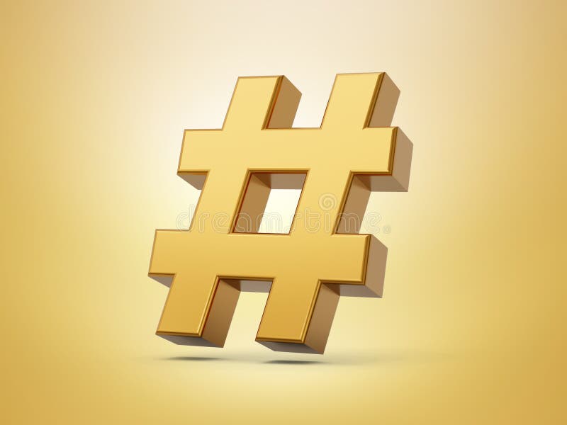 Gold Hashtag Icon Isolated on White Background 3D Illustration Stock ...