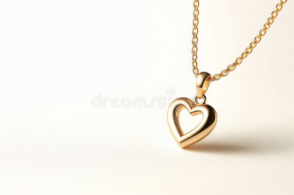 A Gold Heart on a Chain. Space for Text. Stock Photo - Image of chain ...